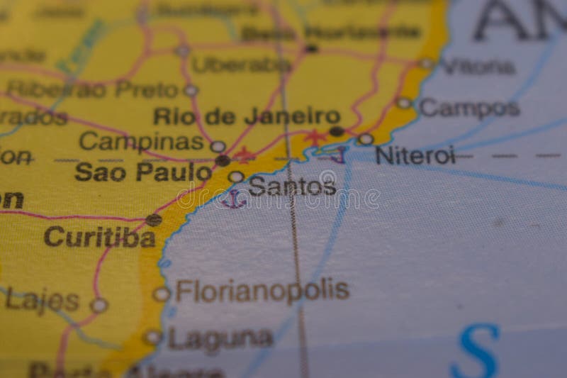 Santos on the World Map-Geo Political Map Stock Image - Image of world ...