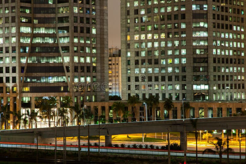 Sao Paulo Buildings - Brazil - at Night Stock Photo - Image of marginal ...