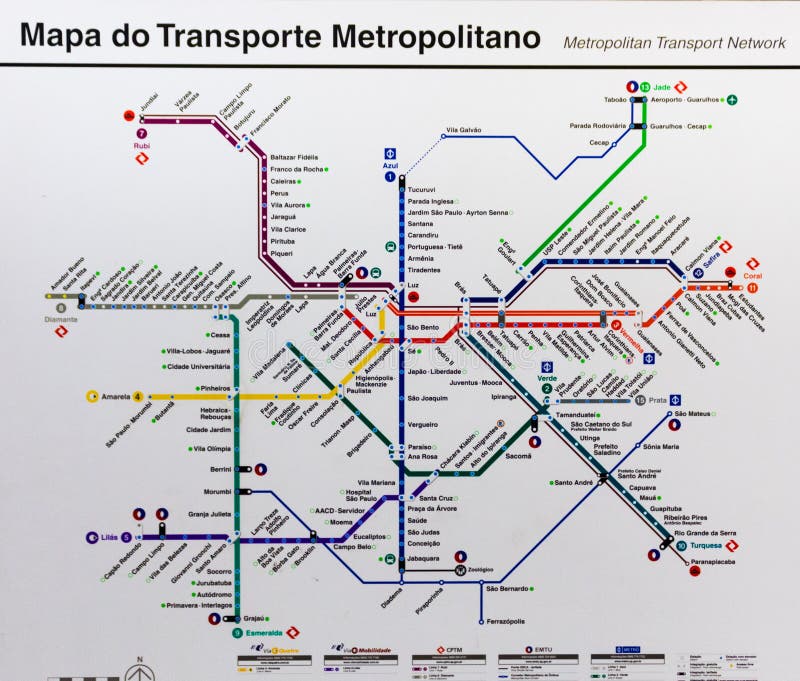 Mapa Do Metro E Comboios De São Paulo Imagem de Stock Editorial ...