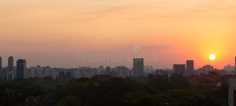 Sao Paulo Skyline during Sunset Stock Image - Image of cityscape ...