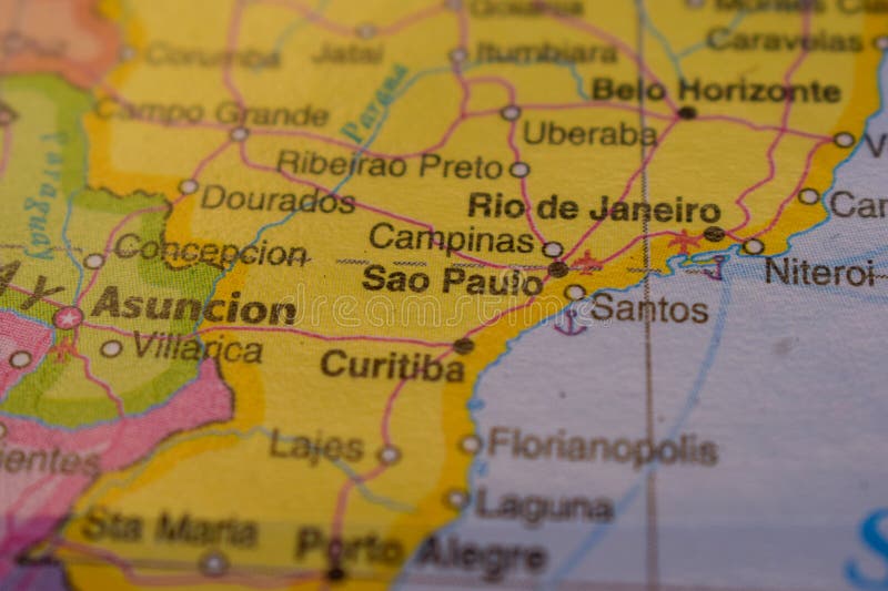 Sao Paulo on the World Map-Geo Political Map Stock Photo - Image of ...