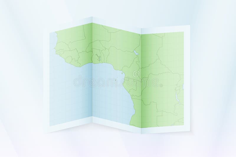 Sao Tome and Principe Map, Folded Paper with Sao Tome and Principe Map ...