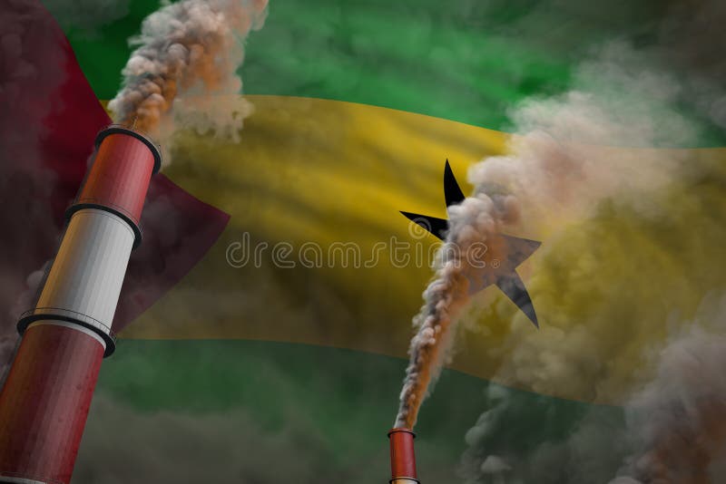 Sao Tome And Principe Pollution Fight Concept Two Large Industrial