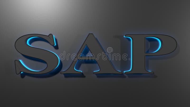 SAP Black Write with Blue Backlight, on Black Surface - 3D Rendering ...