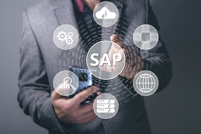 SAP and Icons on the Screen Stock Image - Image of analysis, system ...