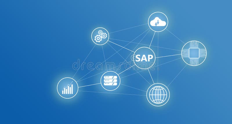 SAP and Icons on Virtual Screen Stock Illustration - Illustration of ...