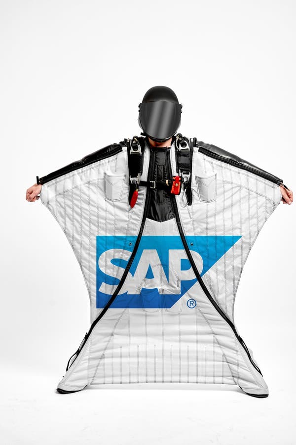 SAP. Men in Wing Suit Equipment.Demonstration of Popular Brands ...