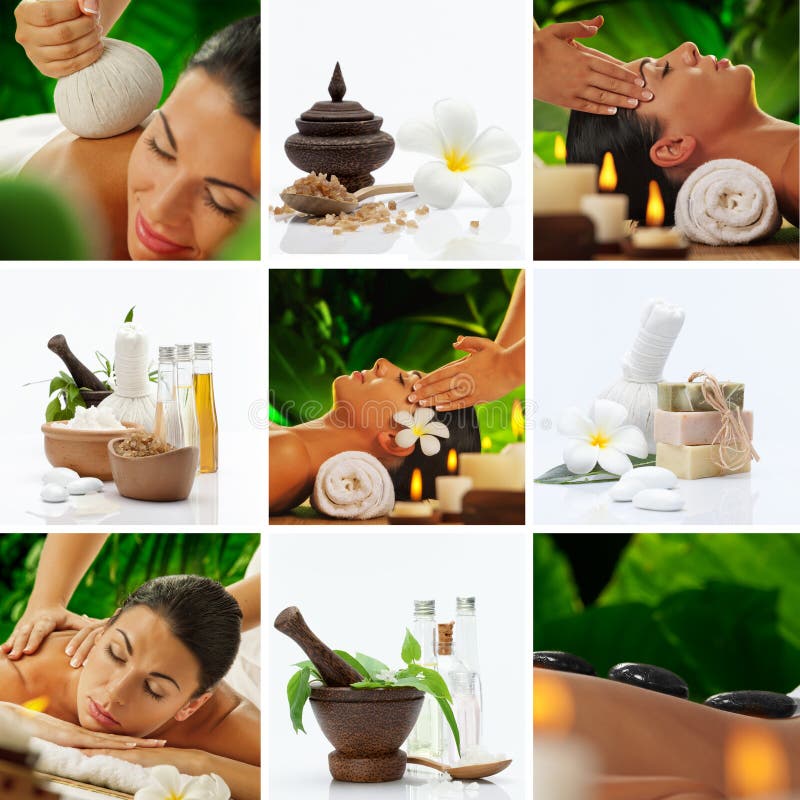 Collage of Different Spa Treatment Images Stock Photo - Image of legs ...