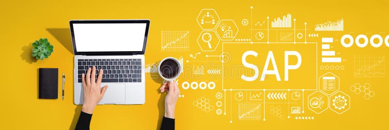 SAP Theme with Person Using Laptop Computer Stock Image - Image of ...