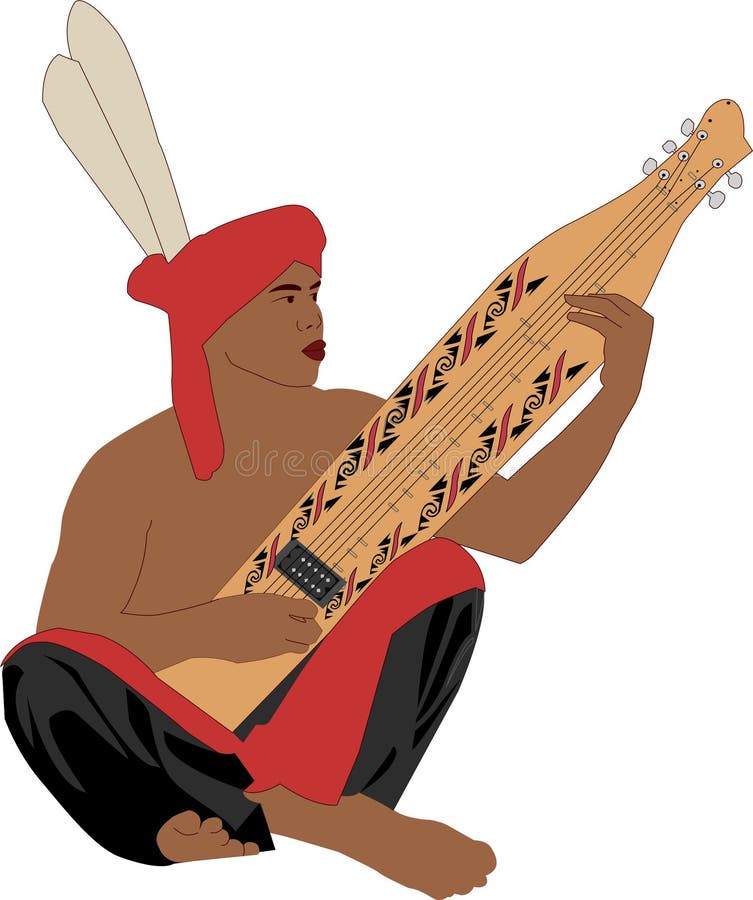 Sape Dayak Flat Illustration Vector Stock Vector - Illustration of ...