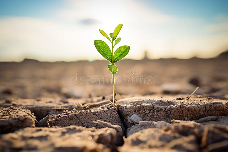 Sapling in arid landscape stock illustration. Illustration of aridity ...