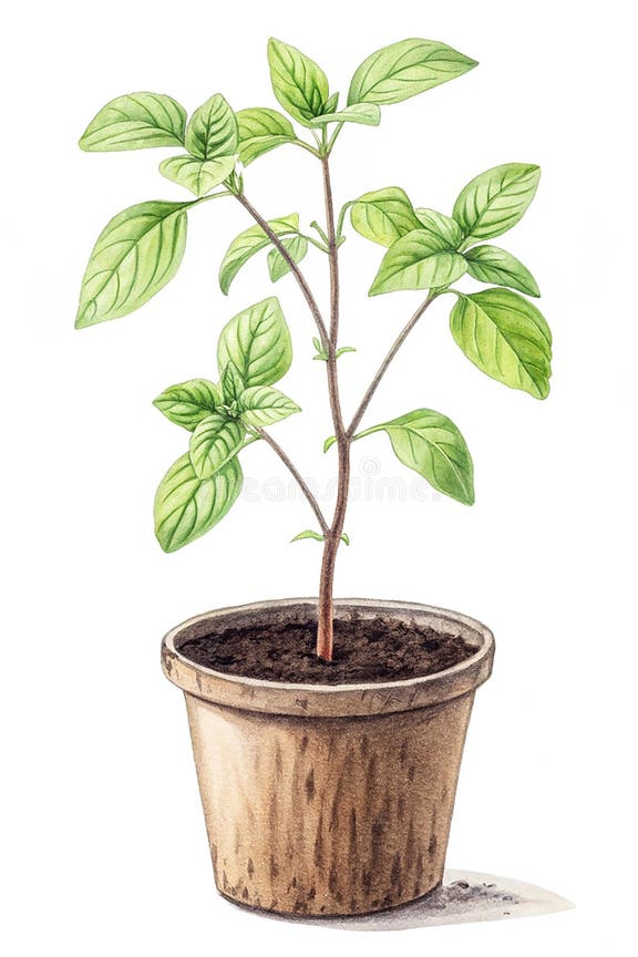Basil Tree Sapling stock illustration. Illustration of herb - 374596069
