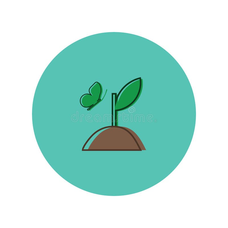 Sapling with Butterfly. Vector Illustration Decorative Design Stock ...