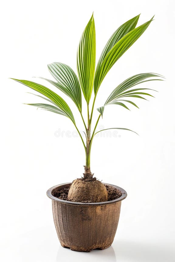 Coconut Palm Tree Sapling stock illustration. Illustration of container ...