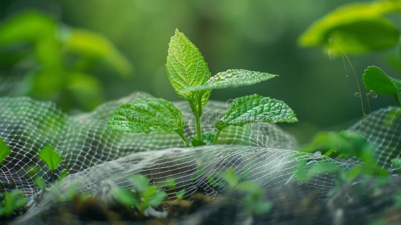 A Sapling Surrounded by Mesh Netting To Protect it from Animals and ...