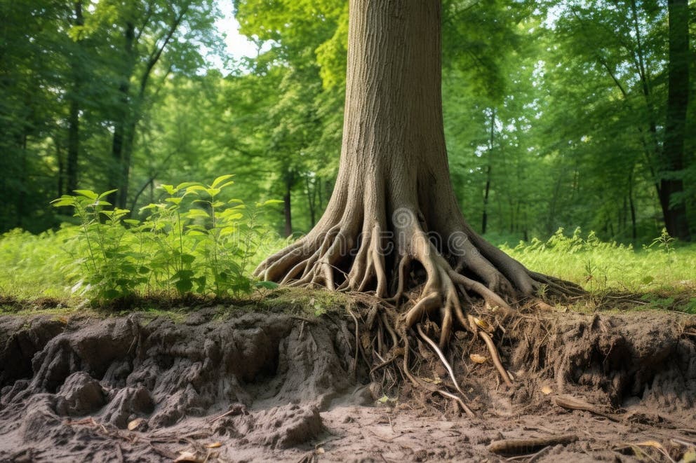 Sapling, Young Tree, and Mature Tree Roots Comparison Stock Photo ...