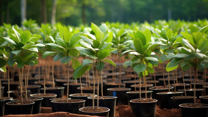 Saplings rubber tree stock illustration. Illustration of tropical ...