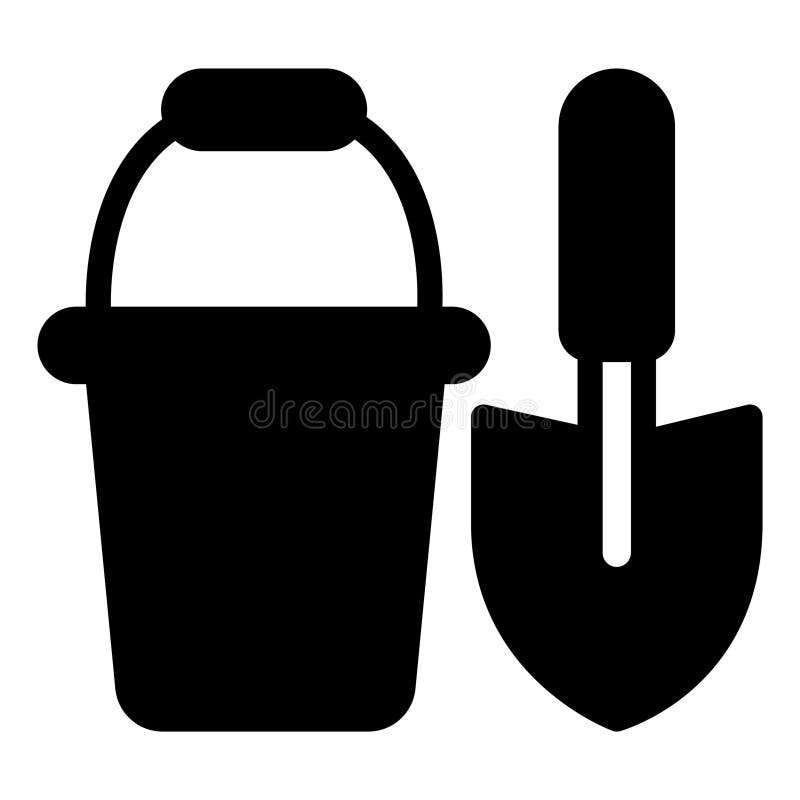 Sapper Shovel with Bucket Solid Icon, Construction Concept. Vector ...