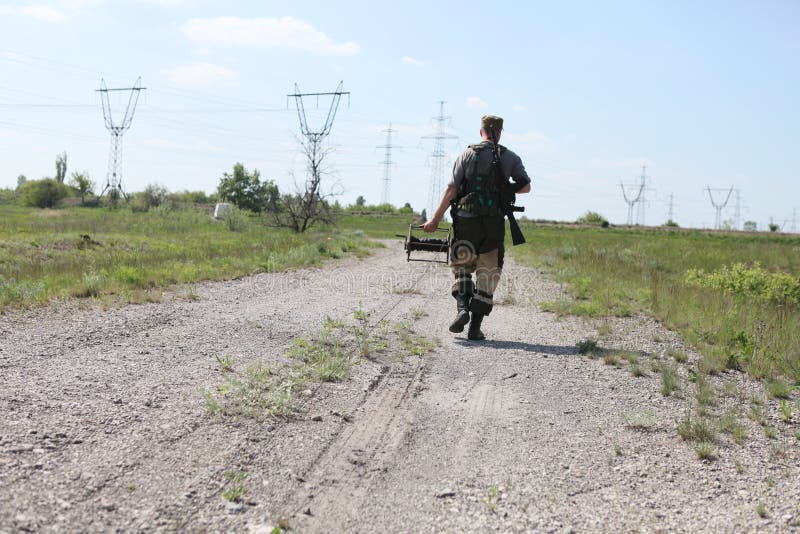Sapper soldier at work editorial stock photo. Image of army - 136898253