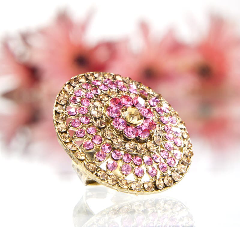 Sapphire-Bronze Gemstone Ring Stock Photo - Image of floral, kunzite ...