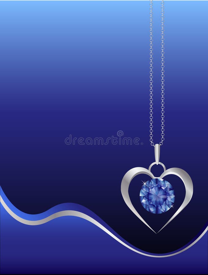 A Sapphire and Silver Necklace on Abstract Background. Space for Text ...