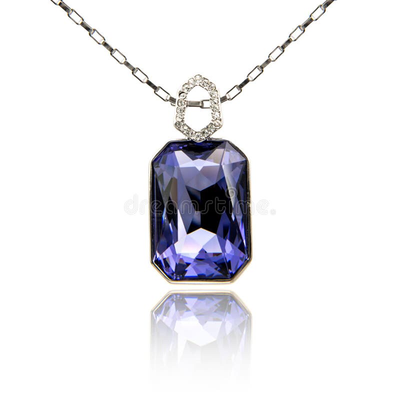 Sapphire Pendant Isolated on White Stock Image - Image of necklace ...