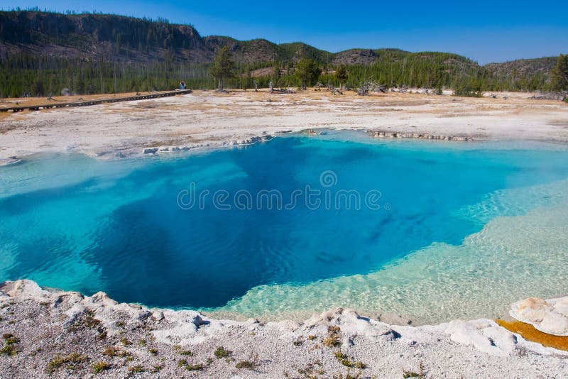 The Sapphire Pool in Yellowstone National Park Stock Photo - Image of ...