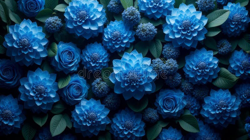 Sapphire Roses: Blue Floral Arrangement with Lush Textures (Generated ...