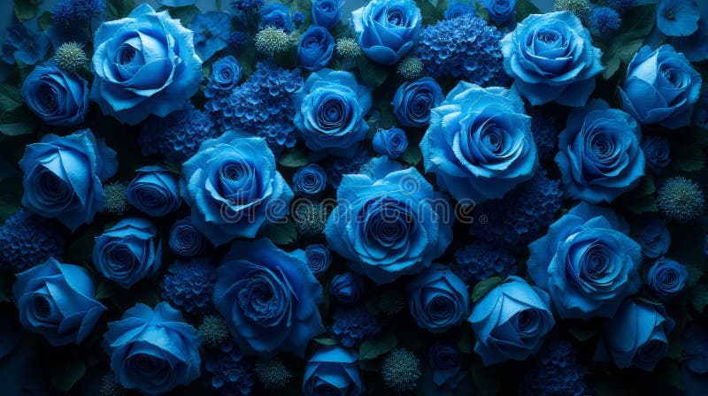 Sapphire Roses: Blue Floral Arrangement with Lush Textures (Generated ...