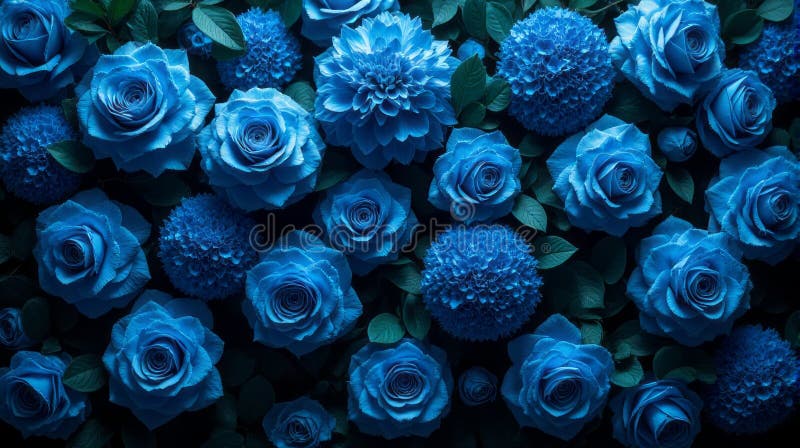 Sapphire Roses: Blue Floral Arrangement with Lush Textures (Generated ...