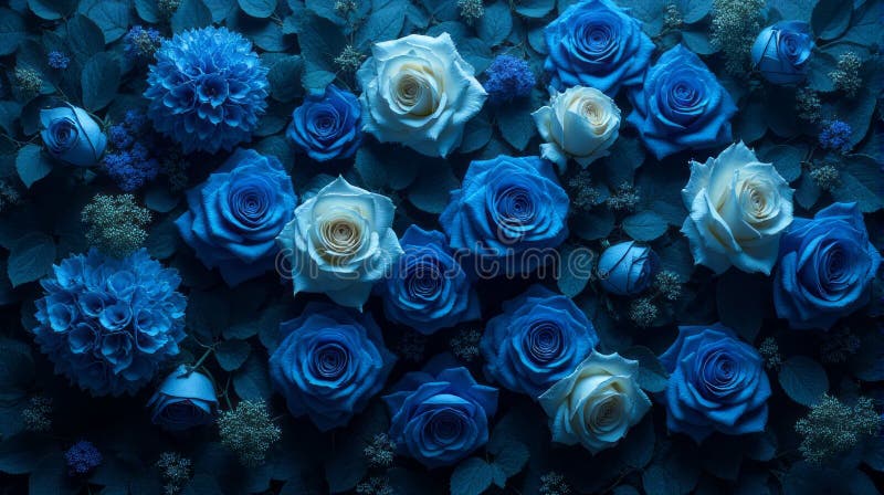 Sapphire Roses: Blue Floral Arrangement with Lush Textures (Generated ...
