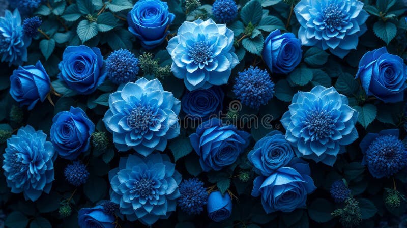 Sapphire Roses: Blue Floral Arrangement with Lush Textures (Generated ...
