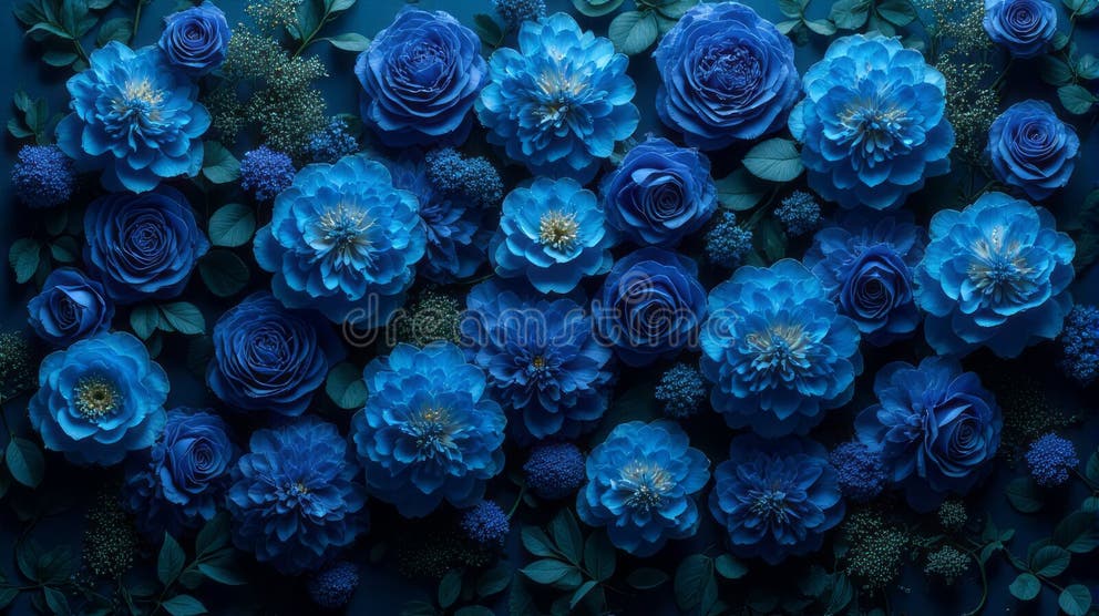 Sapphire Roses: Blue Floral Arrangement with Lush Textures (Generated ...