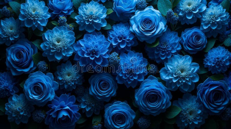 Sapphire Roses: Blue Floral Arrangement with Lush Textures (Generated ...