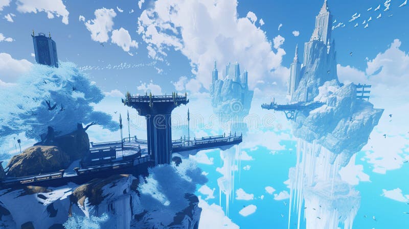 Sapphire Sky Citadel on Background. Generative Ai Stock Illustration ...