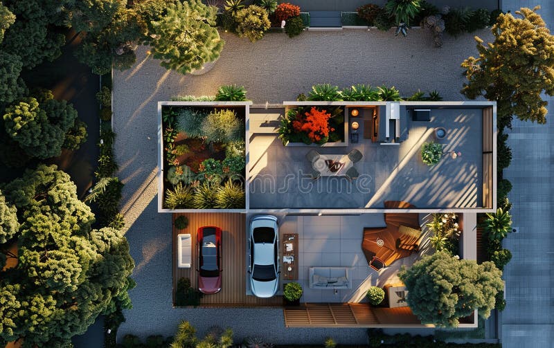 Sapphire Top View of a Modern 2-Story House -Generative Ai Stock Photo ...