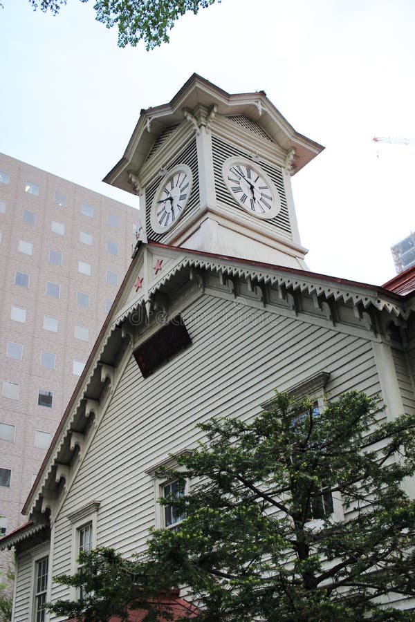 Sapporo City Clock Tower And Blue Sky In Summer Editorial Photo - Image ...