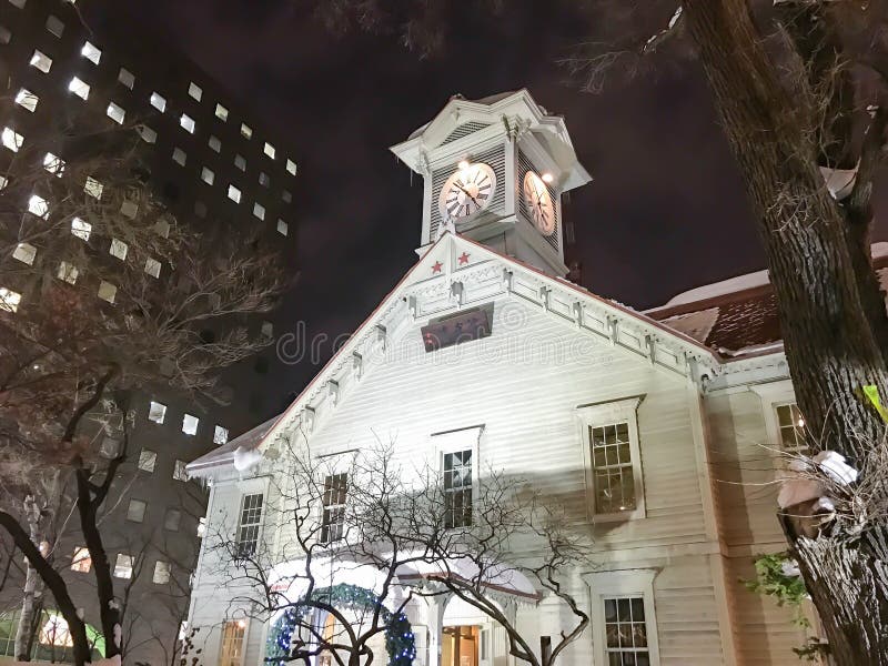 SAPPORO, JAPAN - DEC 17, 2016: a Symbolic Clock Tower in Sapporo ...