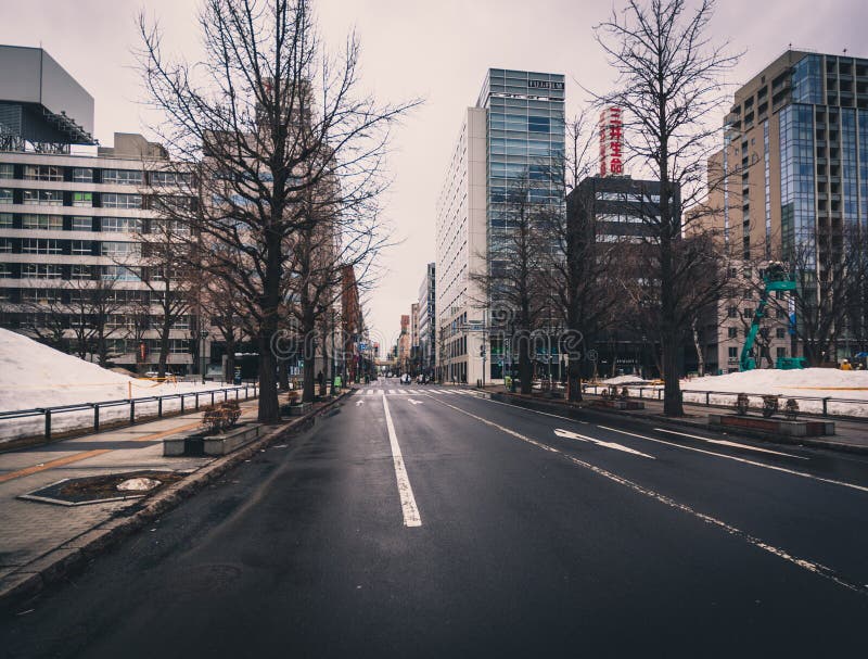 Sapporo street editorial stock image. Image of architecture - 76780074