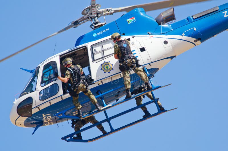 SAPS Eurocopter Helicopter and Task Force Di Editorial Photo - Image of ...