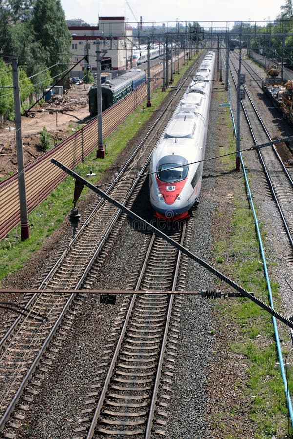 The SAPSAN train is going editorial stock photo. Image of ...