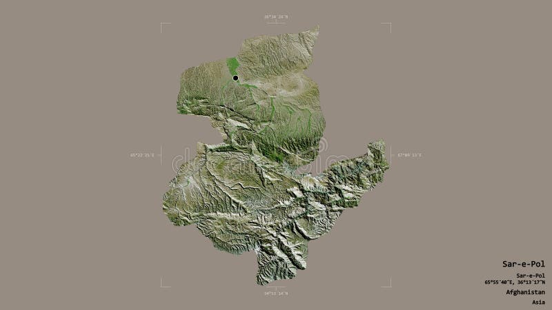 Sar-e-Pol - Afghanistan. Bounding Box. Satellite Stock Illustration ...