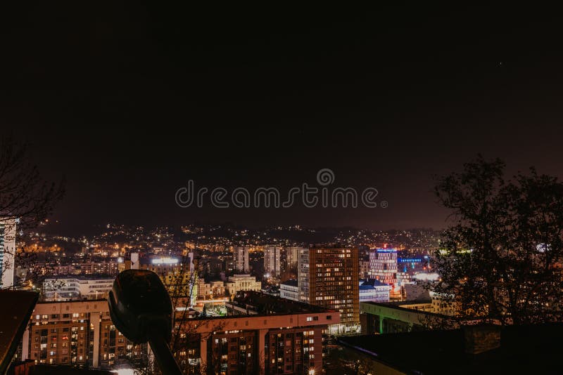 Sarajevo View at Night - Image Stock Photo - Image of highrise ...