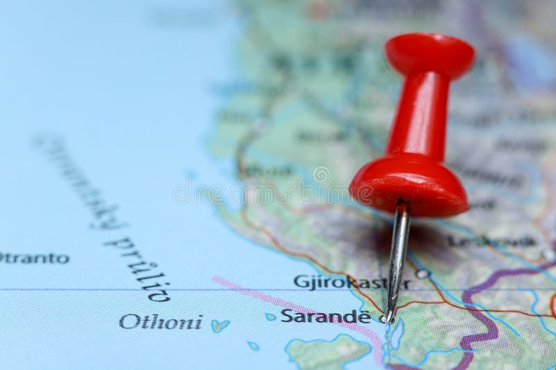 Sarande, Albania Pin on Map Stock Image - Image of cartography, country ...