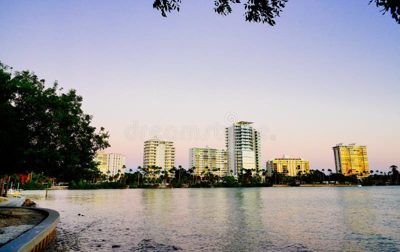 Sarasota Bay Harbor and Bay Front Sun Set Landscape Editorial Image ...