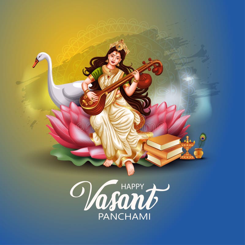 Sarasvati for Happy Vasant Panchami Puja of India. Vector Illustration ... Sarasvati for Happy Vasant Panchami Puja of India. Vector Illustration ...