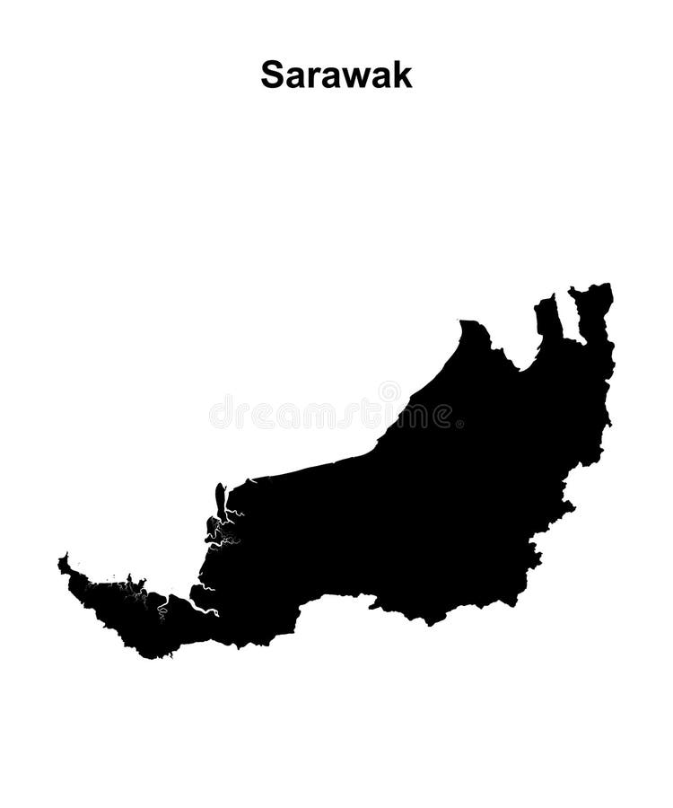 Sarawak outline map stock vector. Illustration of contour - 360613018