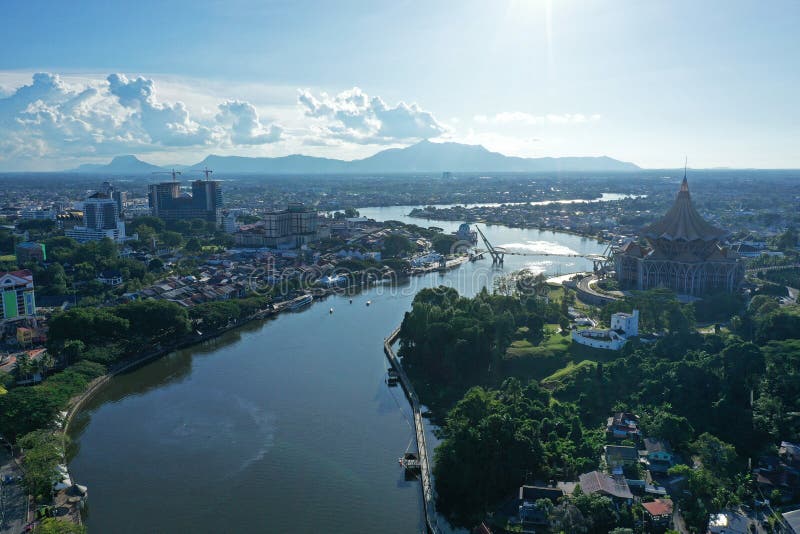 Sarawak River Under the Evening Sun in Kuching, Sarawak Stock Photo ...