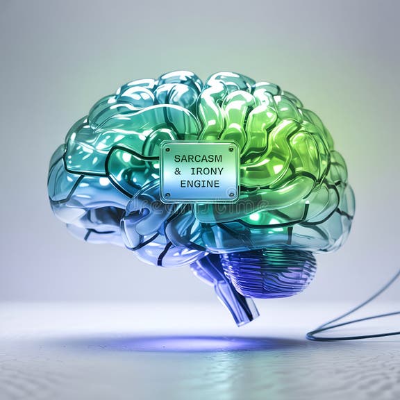 Sarcasm and Irony Engine Concept Metallic Brain Representing ...