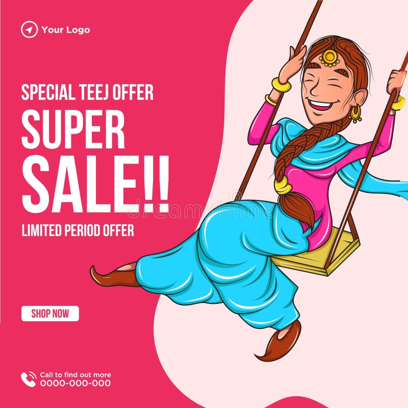 Banner Design of Special Teej Offer Super Sale Stock Vector ...